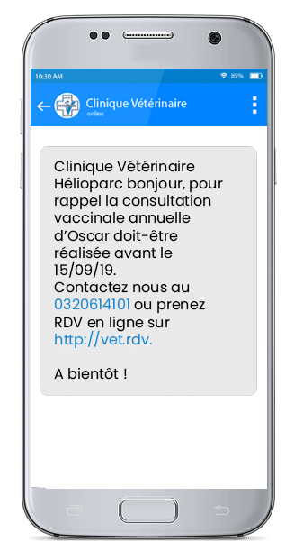 Vétocom SMS - Rappel de rendez-vous, relance de vaccin